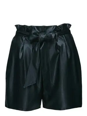 Commando Faux Leather Paperbag Short, Slg453 - Black
