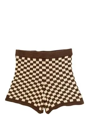 Pink Haley Annie Checked Knit Shorts - Brown