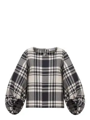GEORGETTE Noir Grid Volume Top - Black