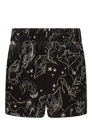 LILY ROU Silk Ray Relaxed Shorts - Black