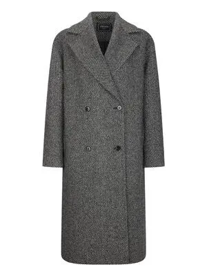 TRIONA Black / Grey Black & White Ciara Oversized Coat - Black/grey