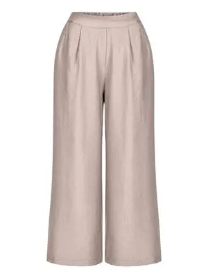 OH!ZUZA NIGHT&DAY Neutrals Echo Viscose Wide Leg Trousers - Light Beige