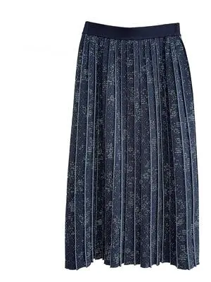 ARTO. Yeah! Floral Pleated High Waisted Knit Skirt - Blue