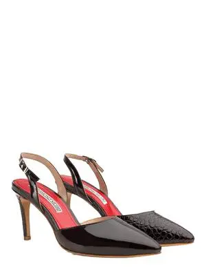 ROSAMUND MUIR LONDON Augusta Duo-texture Slingback Heels - Black