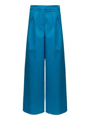 HELENE GALWAS Irena - Cyan Cotton Trousers