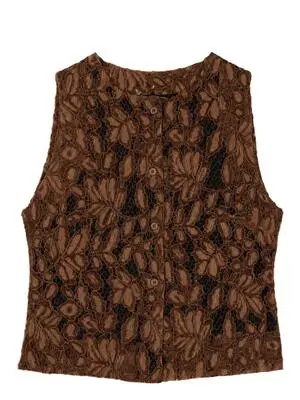 Carmen Says Lovers Velvet Lace Occasion Top - Brown