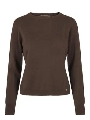 TIRILLM Sasha Basic Cashmere Pullover With Round Neck, Chocolate - Brown