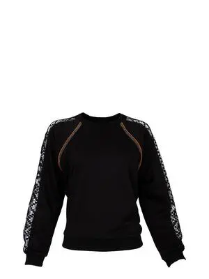 LALIPOP DESIGN Sweatshirt With Guipure Lace Raglan Sleeves - Black