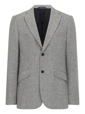 TRIONA Herringbone Oisin Slim Tweed Jacket With Elbow Patch - Grey