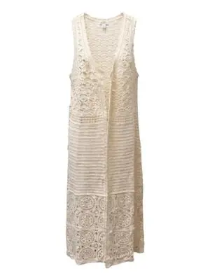 SAACHI Crochet Tie Front Long Kimono