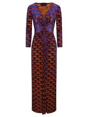 BEATRICE VON TRESCKOW Art Deco Velvet Devore Lola Maxi Dress - Blue