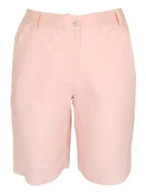 Haris Cotton Linen Curve Bermuda With Elastic Waistband - Pink