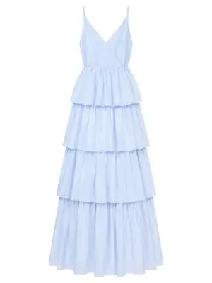NEVA Althea Tiered Tulle Occasion Maxi Dress Light - Blue