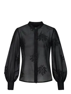 MARIANNA DÉRI Sheer Blouse With Floral Embroidery - Black