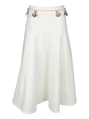 LALIPOP DESIGN A-line Midi Cotton Skirt - White