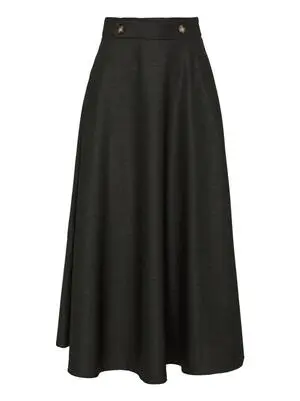 THE EXTREME COLLECTION Moss Midi Skirt Louise With High Waist And Flared Silhouette - Grey