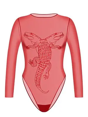 ZHILYOVA Alligator Longsleeve Bodysuit Red