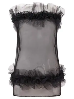 BELLE ET BON BON Dakota Tube Ruffle Mesh Dress - Black