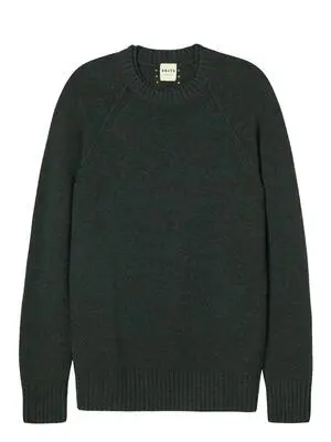 SALTS CASHMERE Double Neck Trim Crew Neck Sweater - Loden Green
