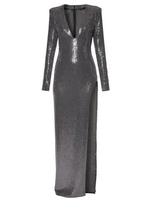 AGGI BY HALEWSKI Vivien Payets Maxi Evening Dress - Silver