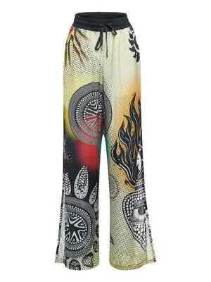 JE TE VEUX Lucid Wide Leg Printed Trousers - Black