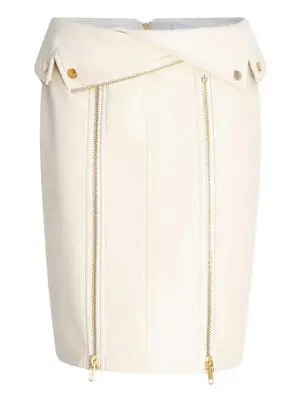 CIRCULAR PATH Neutrals Biker Vegan Leather Skirt