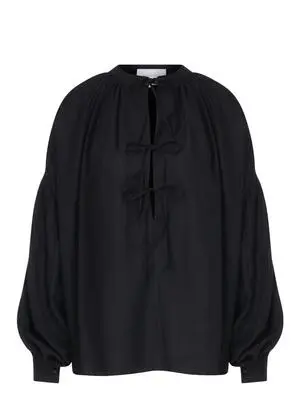 NAZLI CEREN Eve Cotton Shirt In Night - Black