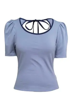 FROCK TALES Belle Top With Scoop Neck In Cornflower - Blue