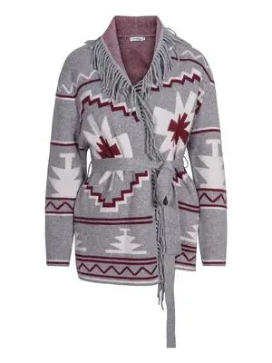 TIRILLM Maggie Pattern Knitted Cashmere Cardigan, Melange Grey