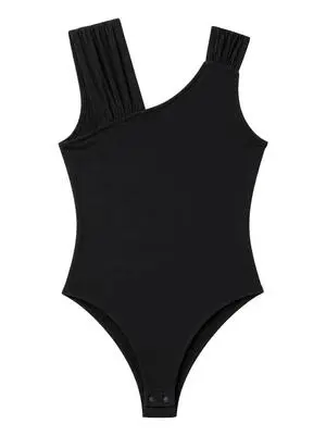 AVANI APPAREL Avani Apparel Nolana Asymmetric Neckline Bodysuit Black