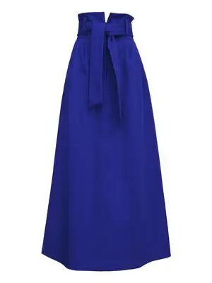 JULIA ALLERT High Waist A-line Long Skirt With Belt - Blue