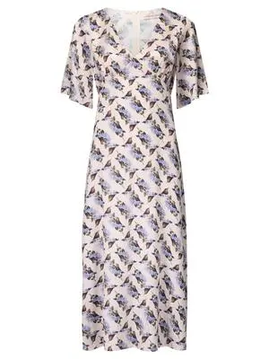 TRAFFIC PEOPLE Neutrals / Hummingbird Cream And Print Blythe Midi Dress - Blue