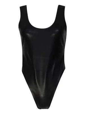 CIRCULAR PATH Amanda Tank Swimsuit Vegan Leather - Black
