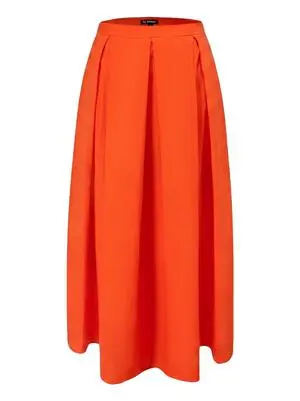 SMART AND JOY Flared Midi Skirt In Cotton - Orange