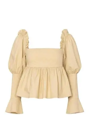 Carmen Says Neutrals Chambre Ruffle Blouse - Beige