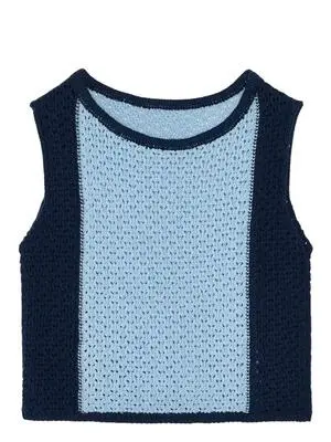 THISISU COLLECTION Nerina Colorblock Knit Crop Top - Blue