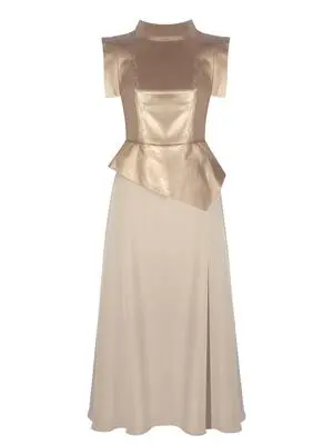 MIRIMALIST Concrete Midi Dress - Gold