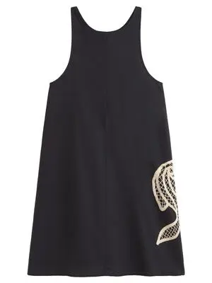 THINKING MU Short Hand Embroidered Dress Fish Aniela - Blue