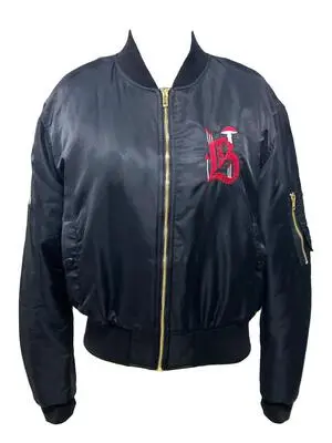 BELL HUTLEY Embroidered Mushroom Bomber Jacket - Black