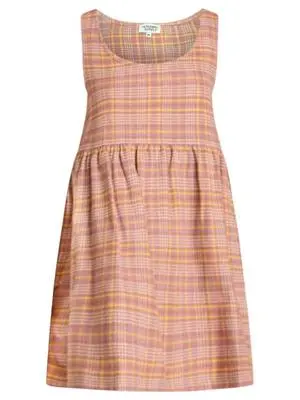 KNOWN SUPPLY Babydoll Flannel Dress Glenwood Blossom Plaid - Pink