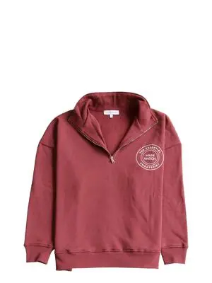 MIMHÍ MAISON Oversized Half-zip Sweatshirt – Burgundy - Red