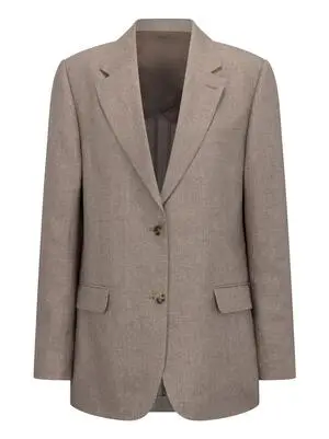 TRIONA Taupe Neasa Irish Linen Oversized Blazer - Brown