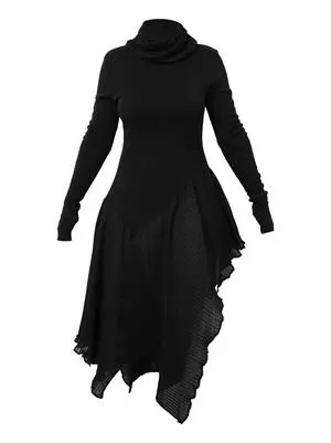METAMORPHOZA Long Asymmetrical Chiffon Tunic - Black
