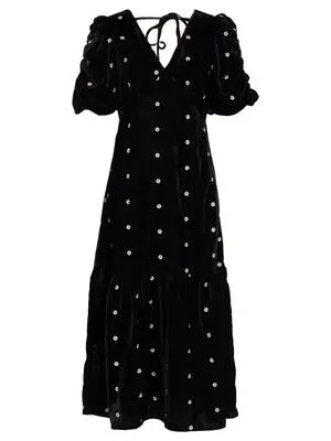 ROSE & NANCY Mila Velvet Midi Dress - Black