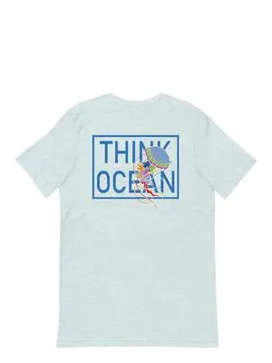 ANCHOR & CREW Ice Think Ocean Jellyfish Fluorescence Cotton Embroidered T-shirt - Blue