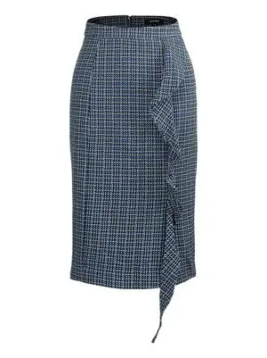 SMART AND JOY Micro Tartan Ruffle Pencil Skirt - Blue