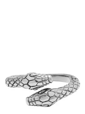 NIALAYA JEWELRY Stainless Steel Vintage Snake Ring - Silver
