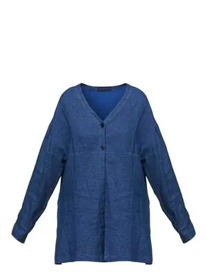 HELEN MCALINDEN Stevie Indigo Collarless Overshirt - Blue