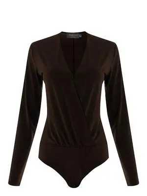 EXQUISE Regular V-neck Long Sleeve Meilani K. Bodysuit - Brown