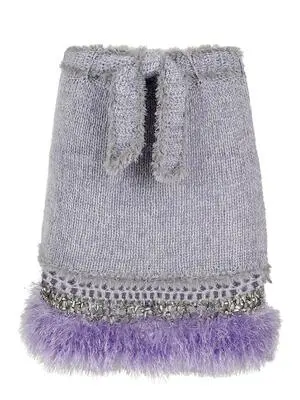 ANDREEVA Grey / Silver Lavender Handmade Knit Midi Skirt - Grey/silver
